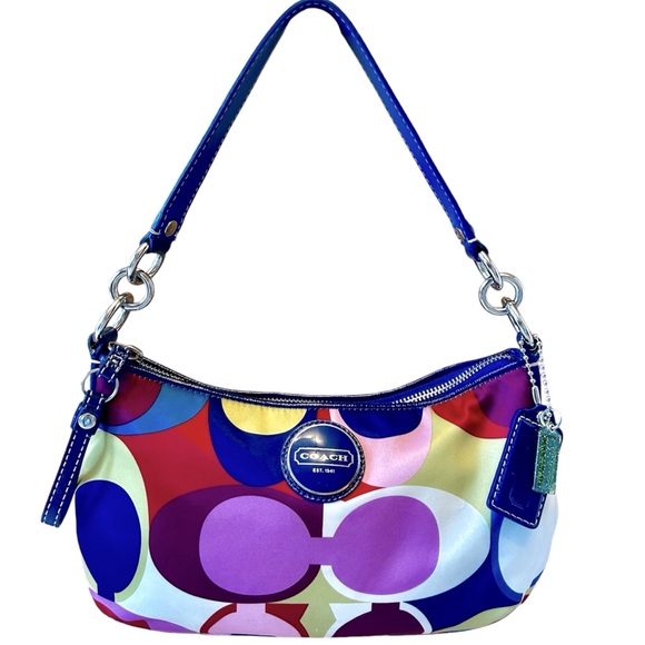 Coach | Bags | Coach Multicolor Signature Monogram Logo Hobo Purse ...